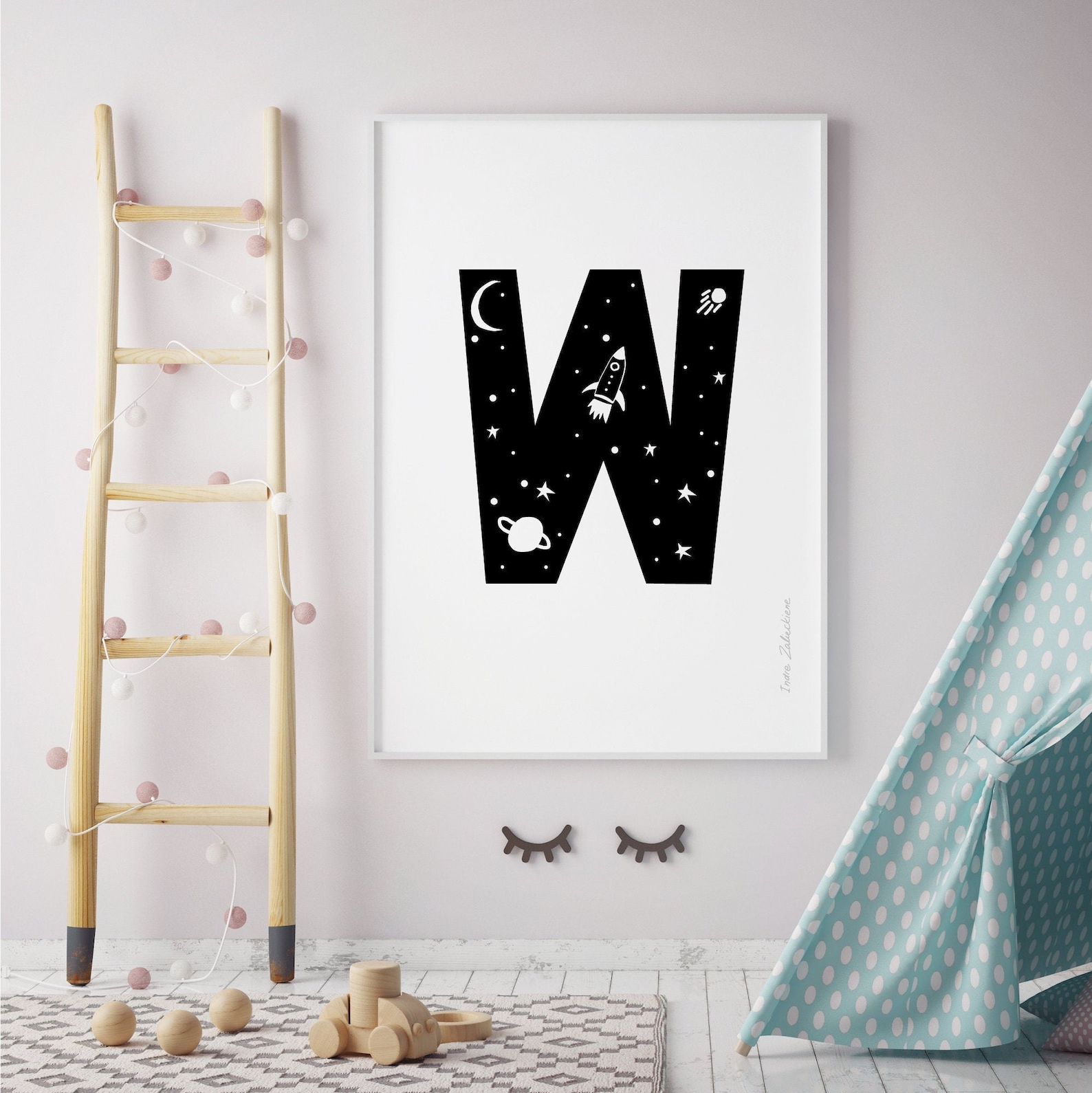 Space Themed Letter W Print for Toddler Room Decor Featuring | Etsy