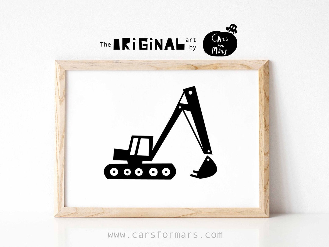 Excavator Wall Decor, Digger Print, Toddler Room Decor, Big Boy Room ...