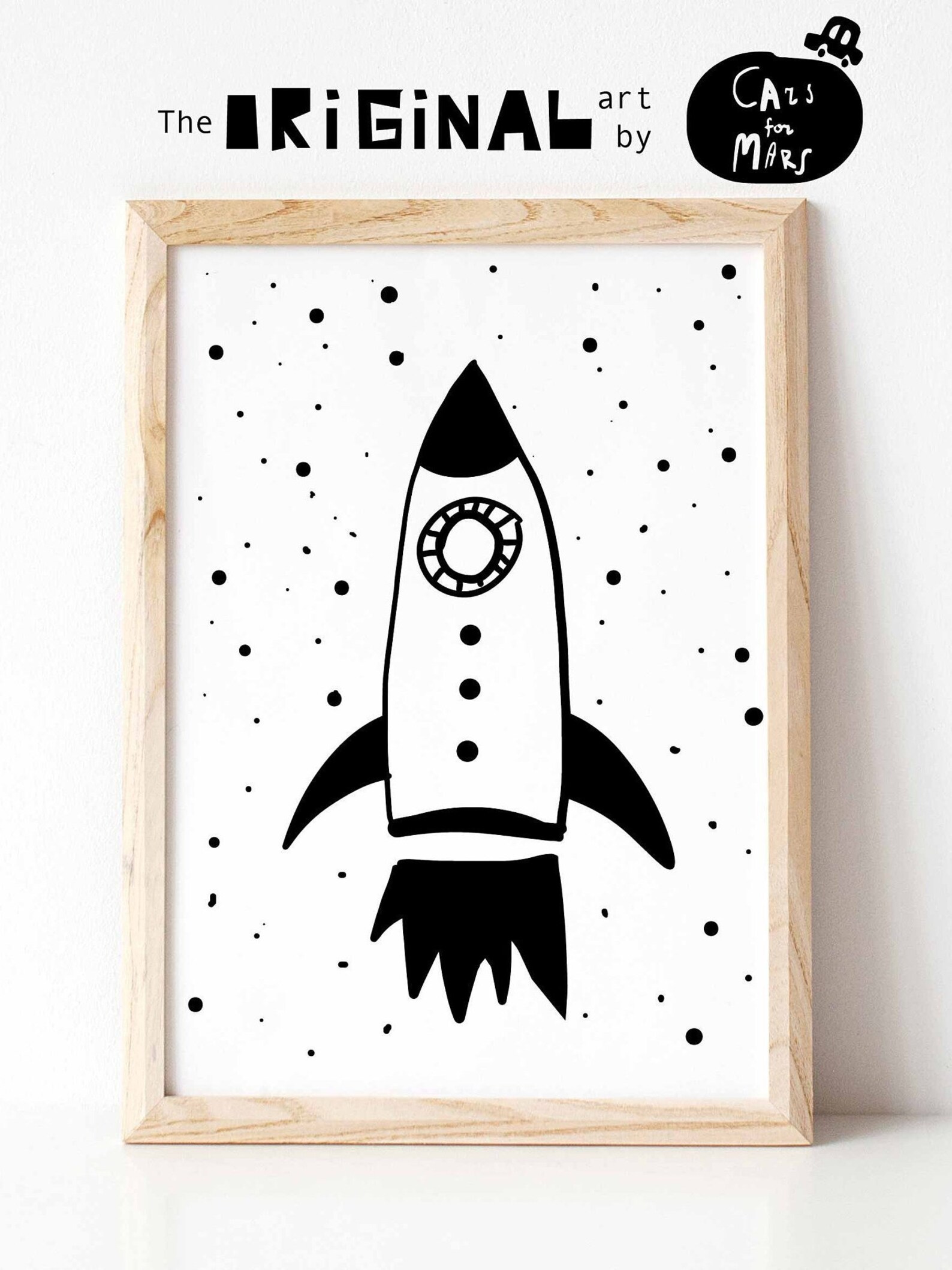 Space Print in Black and White With Rocket Ship for Toddler - Etsy