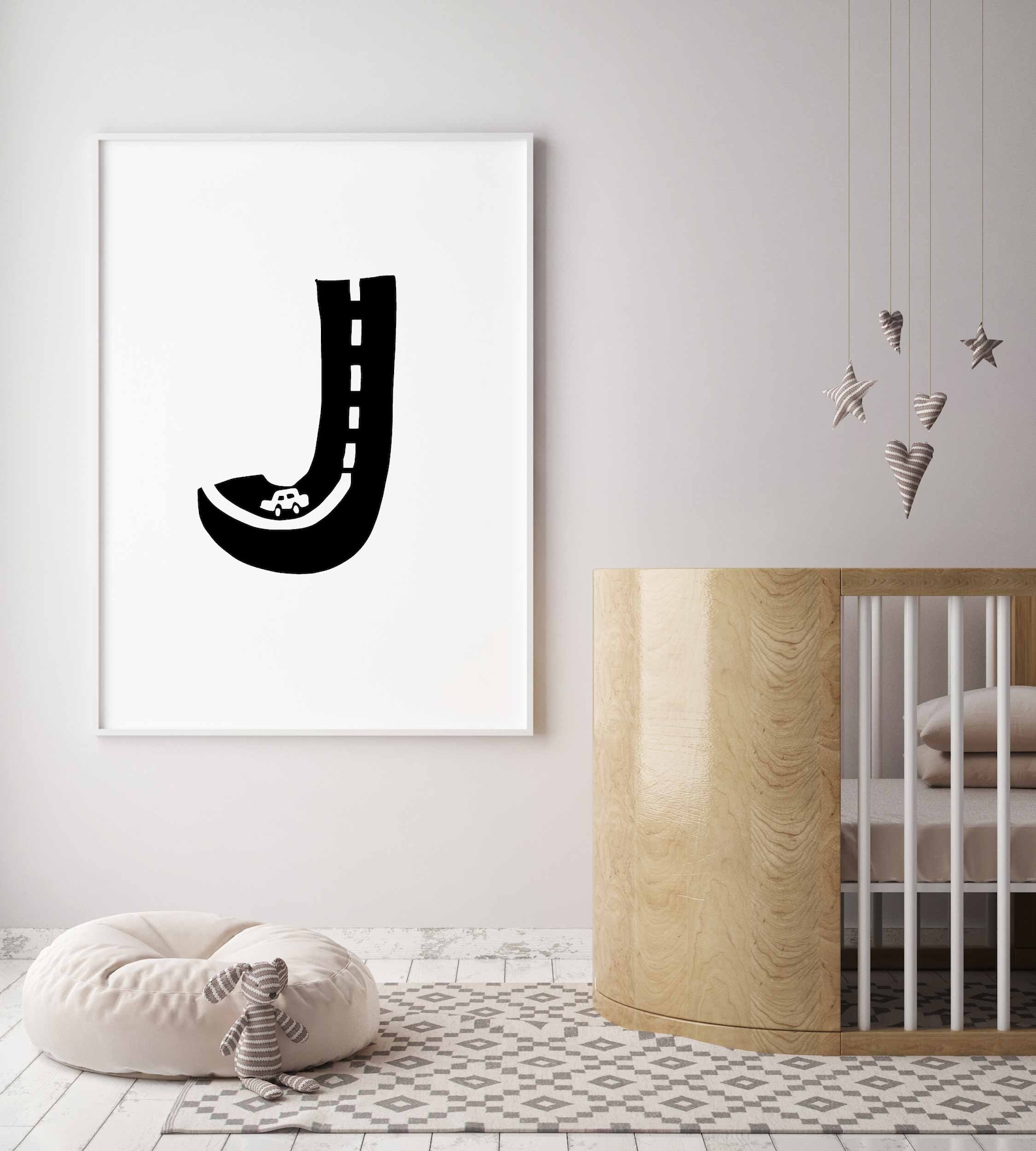 Alphabet Poster, Letter J Print for Toddler Room Decor, Transportation ...