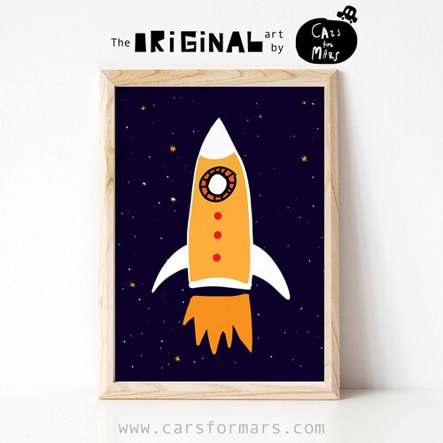 Rocket Ship Nursery Print for Toddler Boy Room Decor Space - Etsy