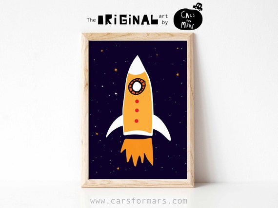 Rocket Ship Nursery Print For Toddler Boy Room Decor Space | Etsy