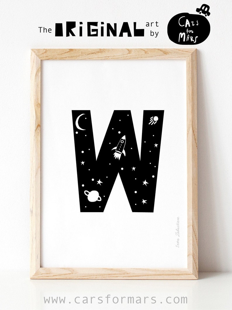 Space Themed Letter W Print for Toddler Room Decor Featuring - Etsy