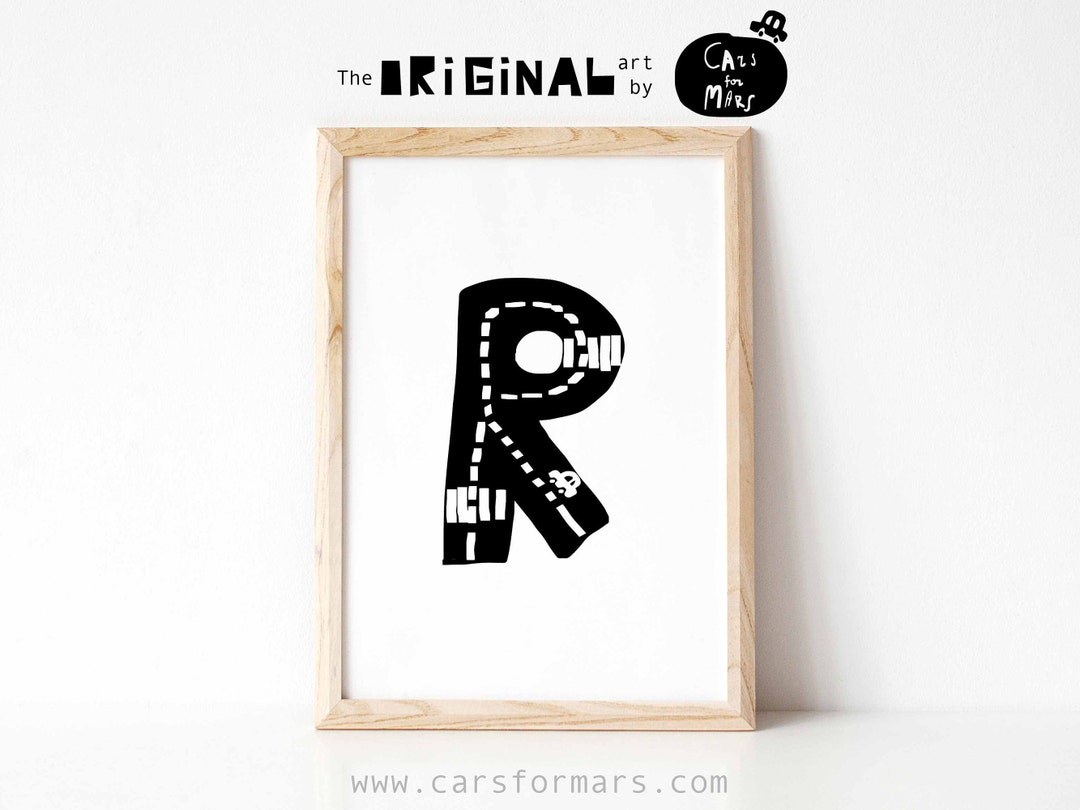 Alphabet Print Letter R Wall Art for Boy Room Decor, Transportation ...