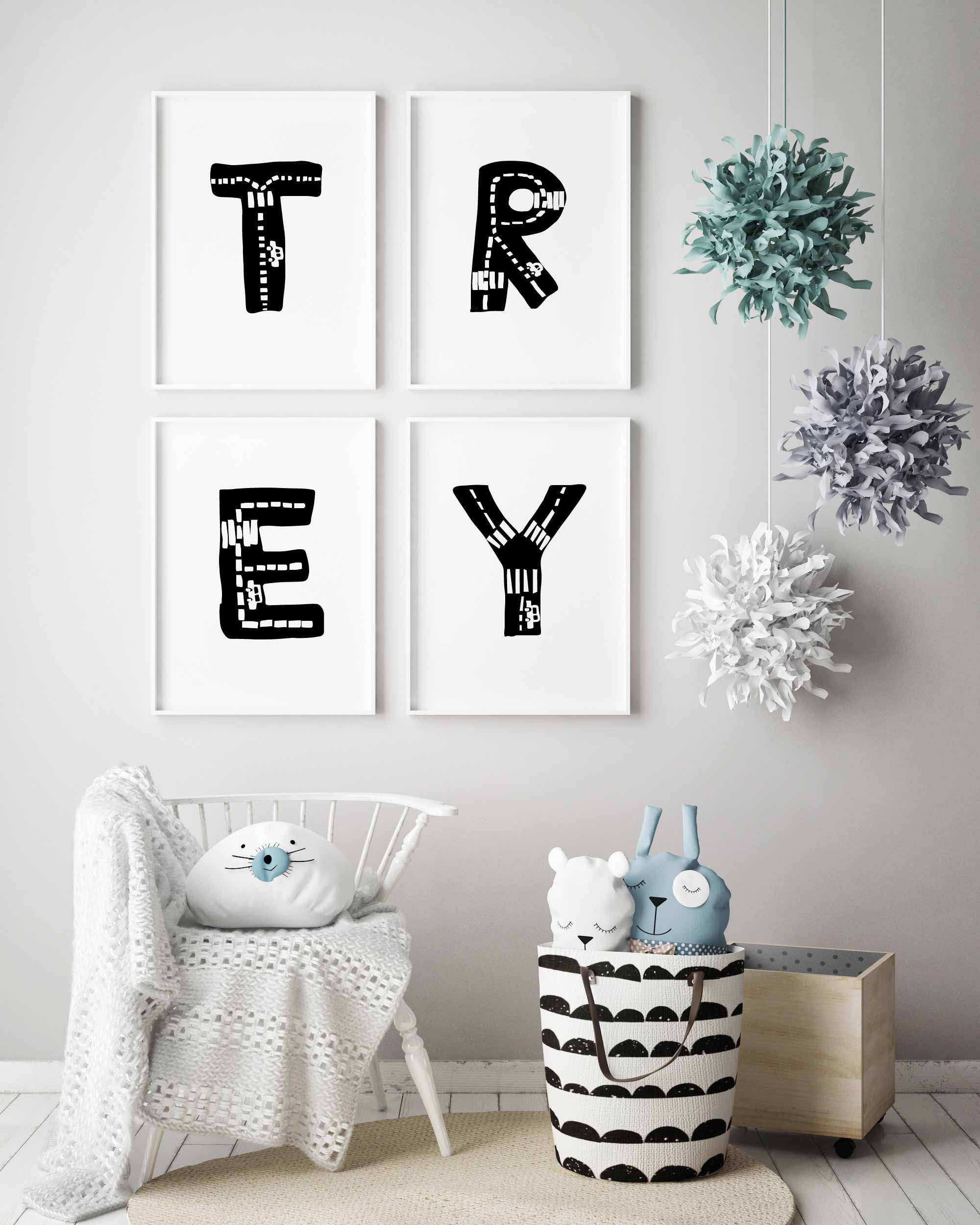 Letter T Print Alphabet Poster for Toddler Boy Room Decor, Transportation Decor ABC Poster ...