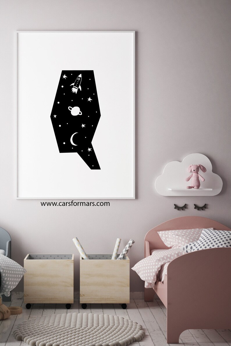 Space Themed Letter G Print For Toddler Room Decor featuring | Etsy