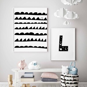 Space Themed Letter L Print for Toddler Room Decor Featuring Rocket in ...