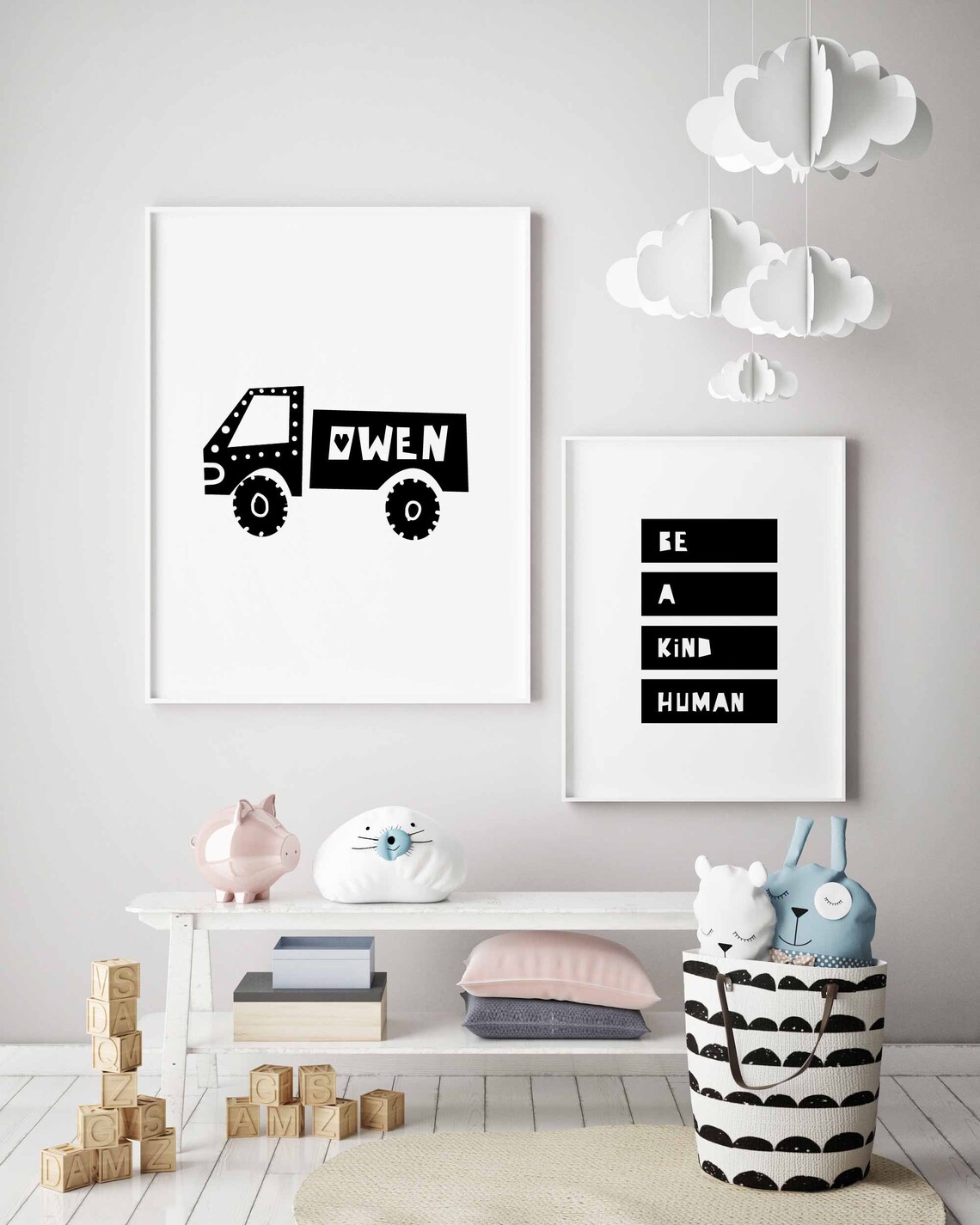 Be A Kind Human Inspirational Quote Print in Black and White | Etsy