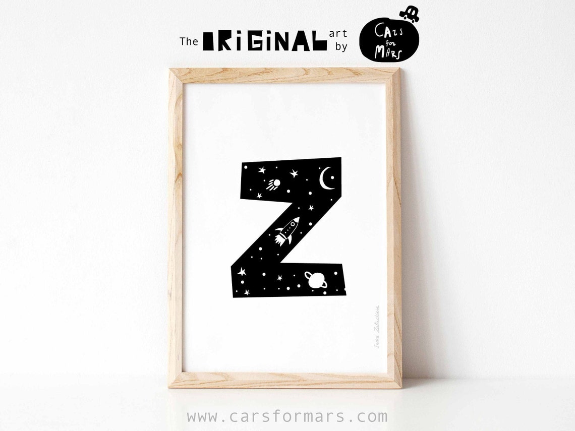 Space Themed Letter Z Print for Toddler Room Decor Featuring | Etsy