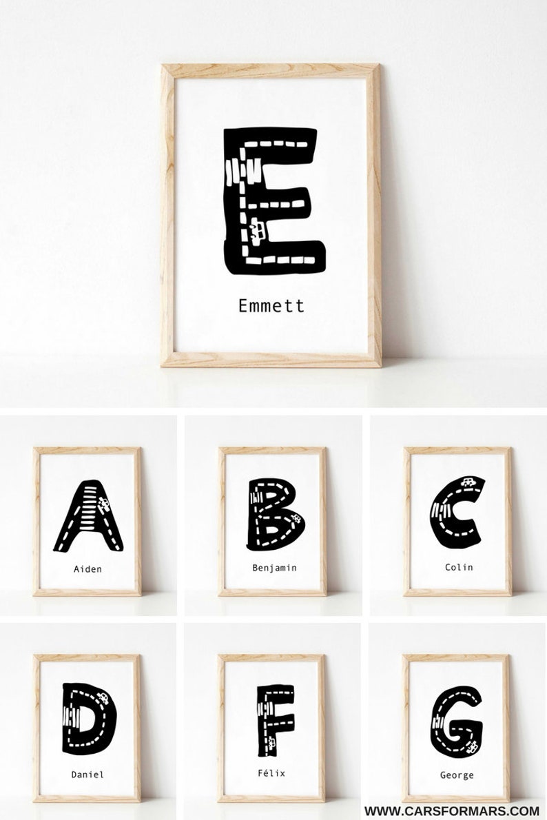 Nursery Name Sign Baby Name Print Transportation Art Letter E | Etsy