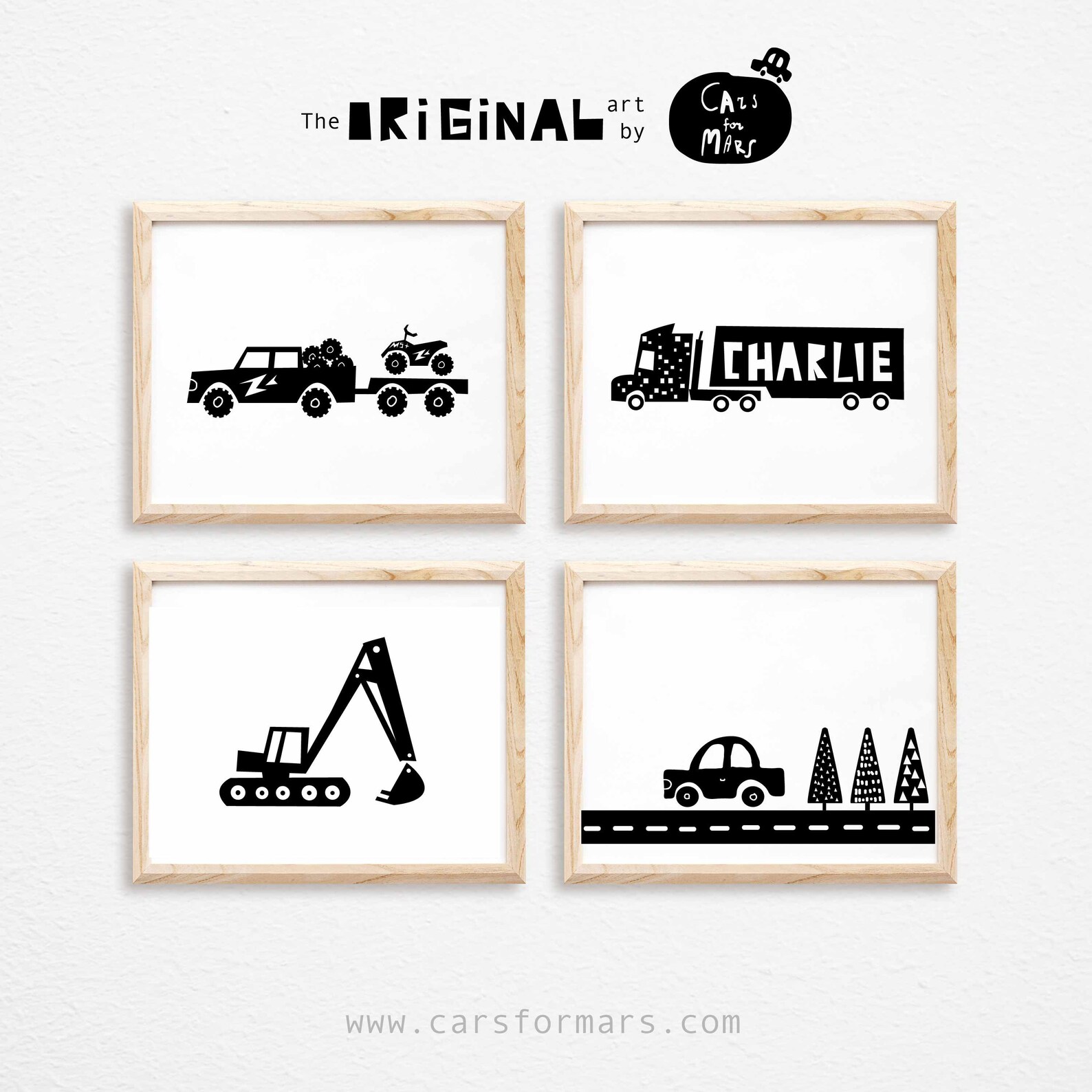 Transportation Wall Art Set of 4 in Black and White With A - Etsy