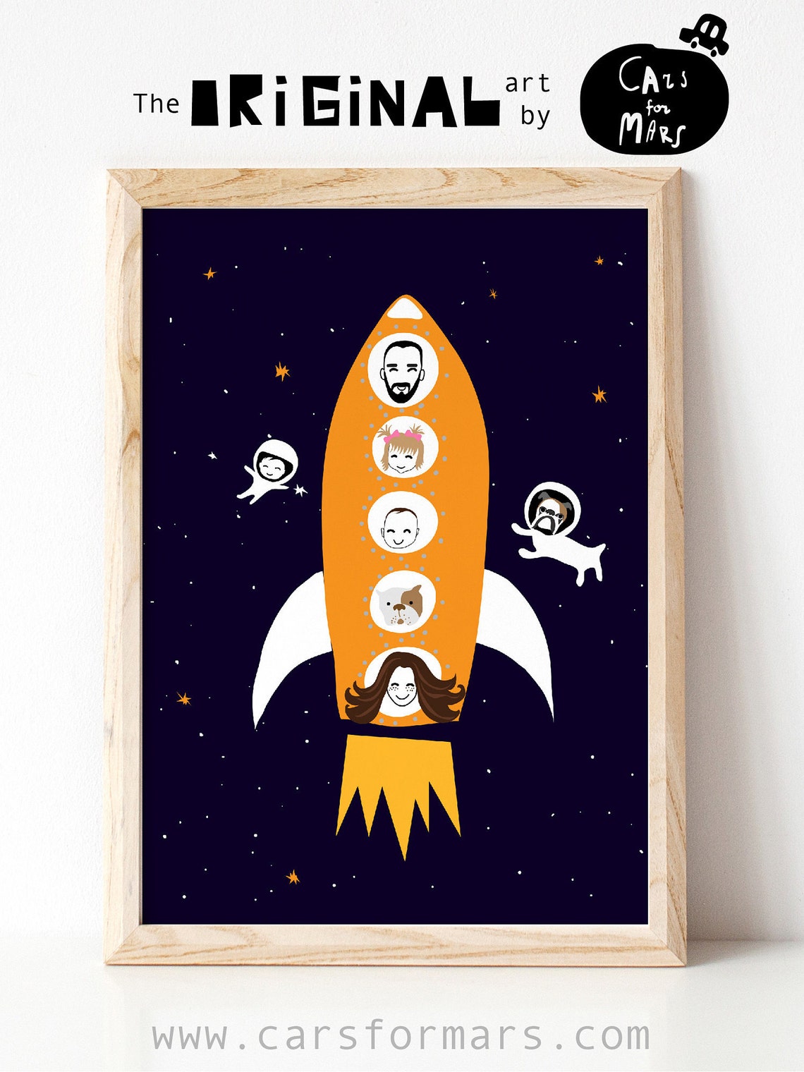 Space Themed Family Portrait Astronaut Family Illustration | Etsy