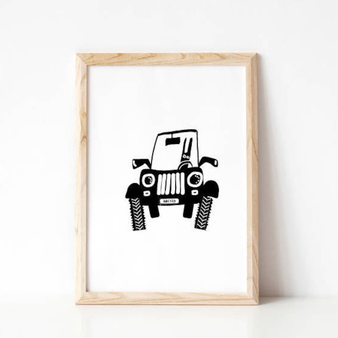 Jeep Print, Black White Nursery Printable Art, Minimalist Nursery Art ...