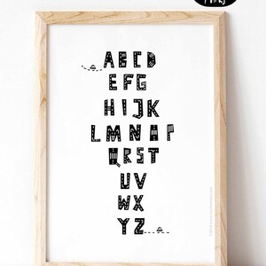 Alphabet Print, Black and White Nursery Prints, Alphabet Poster, ABC ...