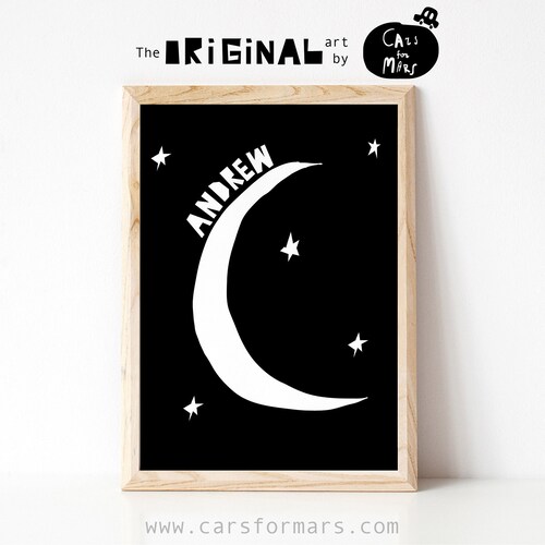 Custom Moon Name Print in Black and White for Toddler Room - Etsy