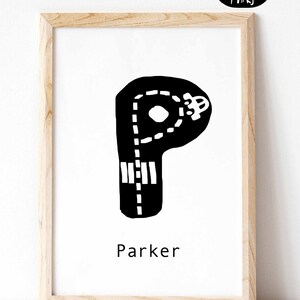 Car Themed Baby Name Printable Black and White Nursery Prints ...