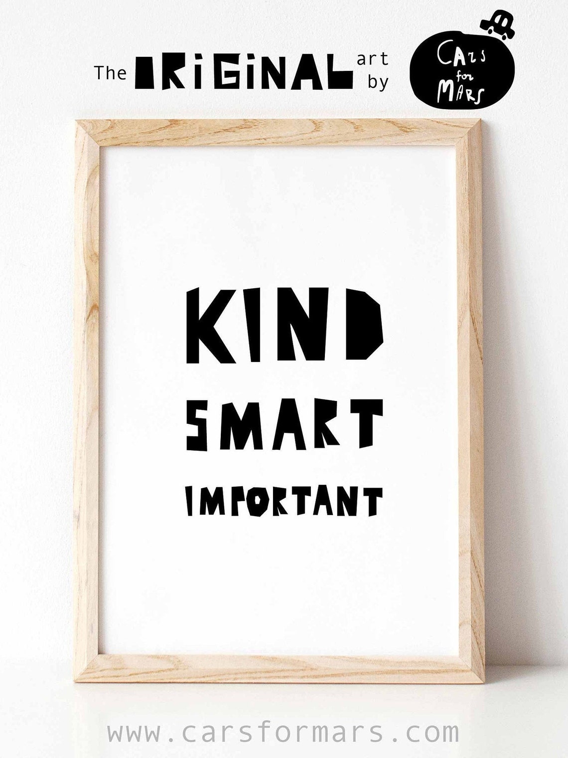 Kind Smart Important Print Motivational Quote Wall Art for Toddler Room ...