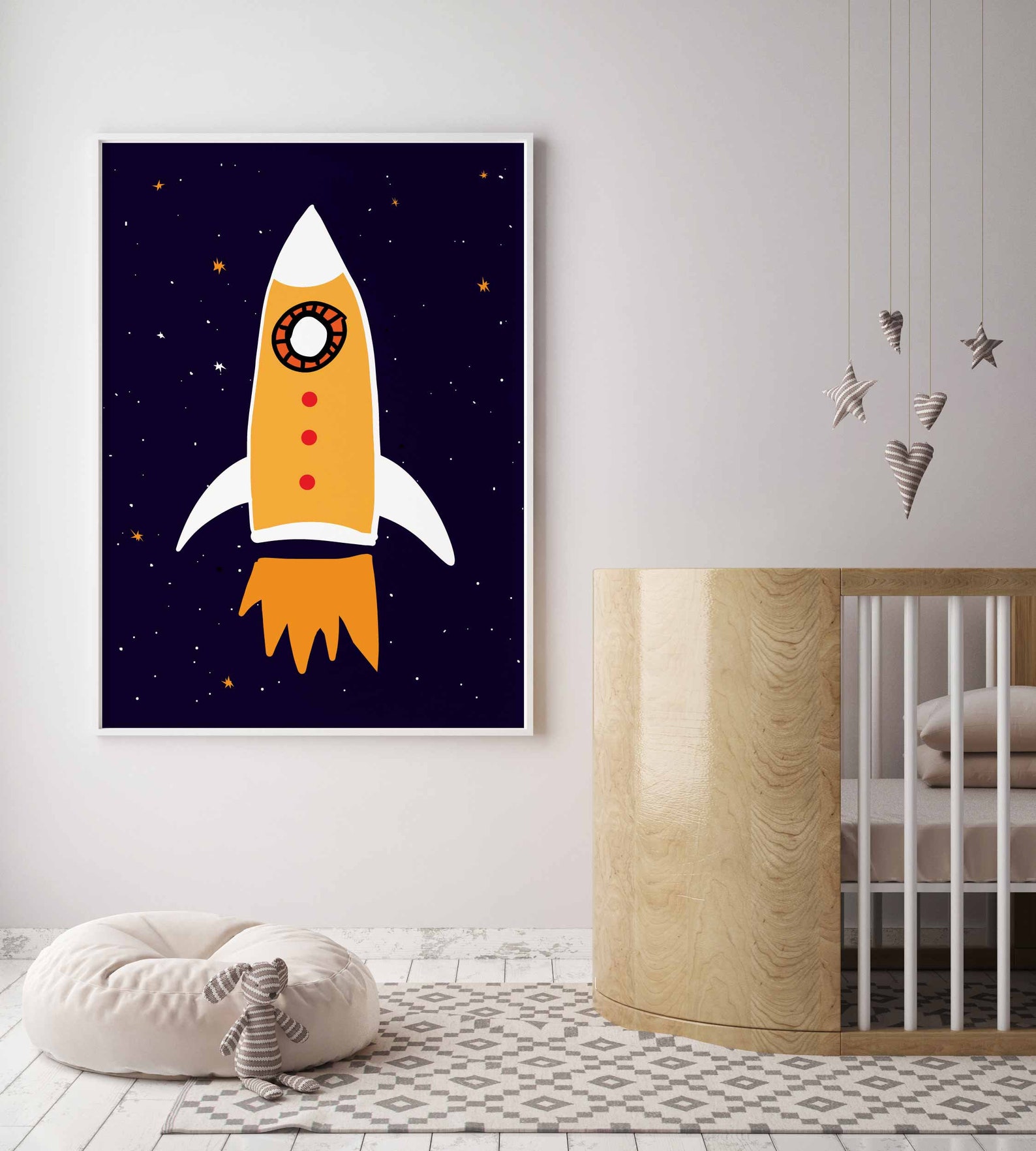 Rocket Ship Nursery Print for Toddler Boy Room Decor Space | Etsy