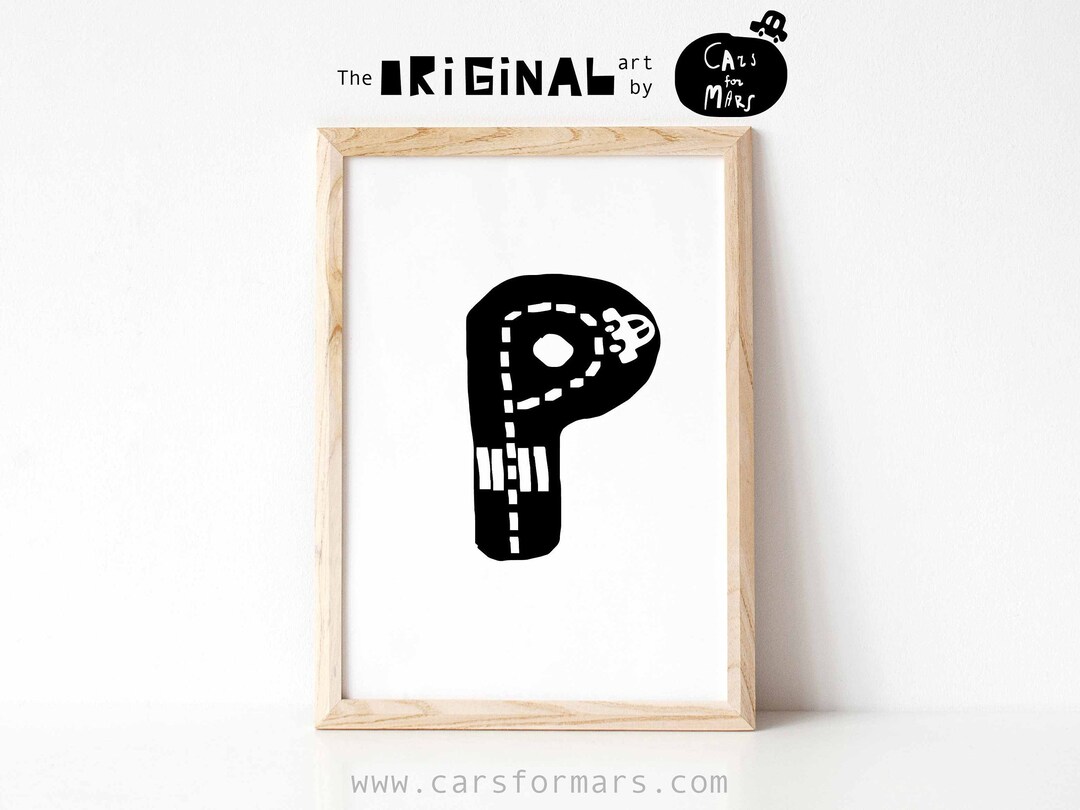 Alphabet Print Letter P Wall Art for Boy Room Decor, Transportation ...