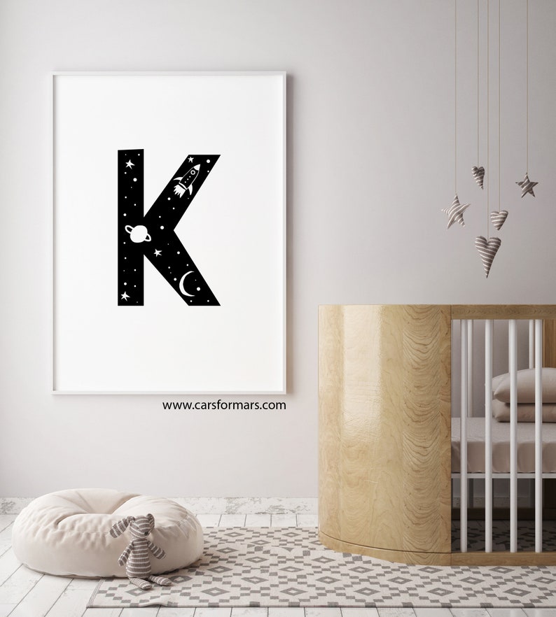 Space Themed Letter K Print for Toddler Room Decor Featuring | Etsy