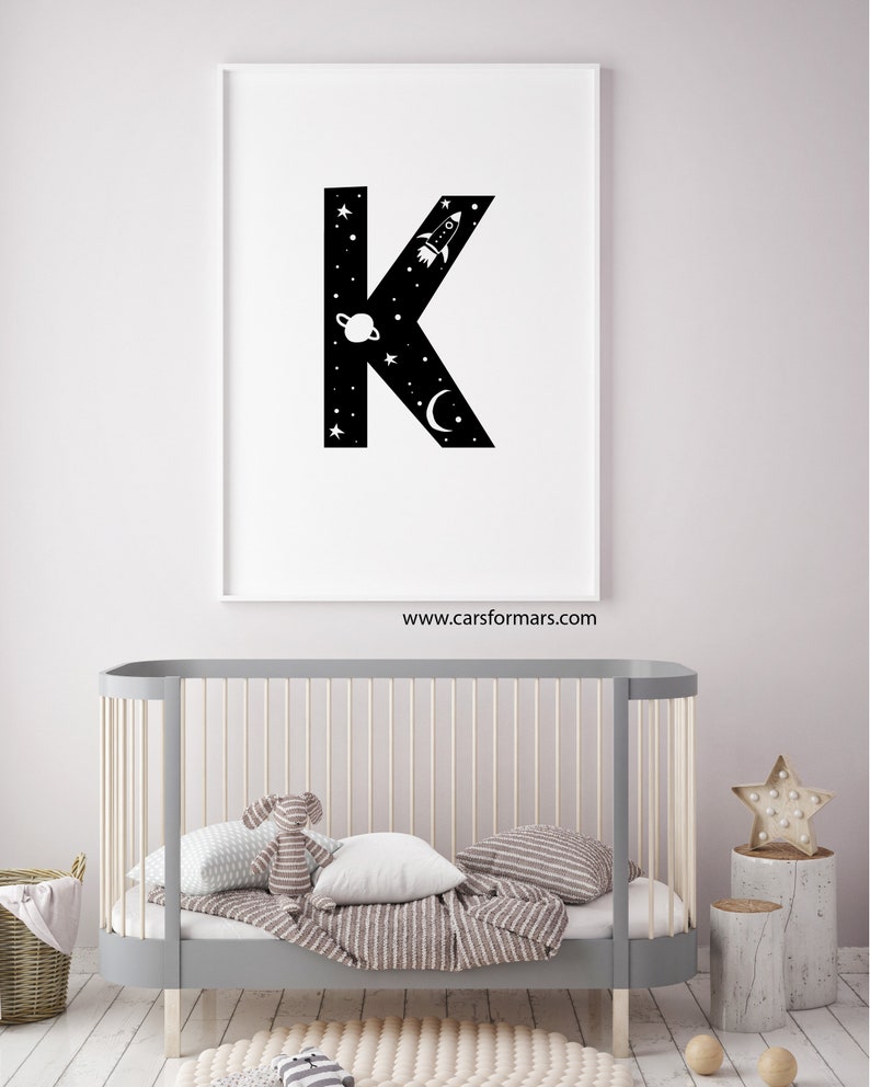 Space Themed Letter K Print for Toddler Room Decor Featuring | Etsy