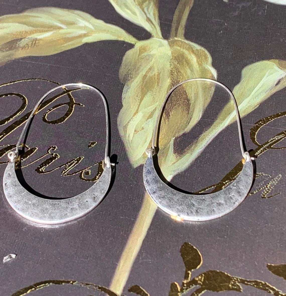 Hammered Metal Half Moon Earrings: Everyday Crescent Hoops - Etsy