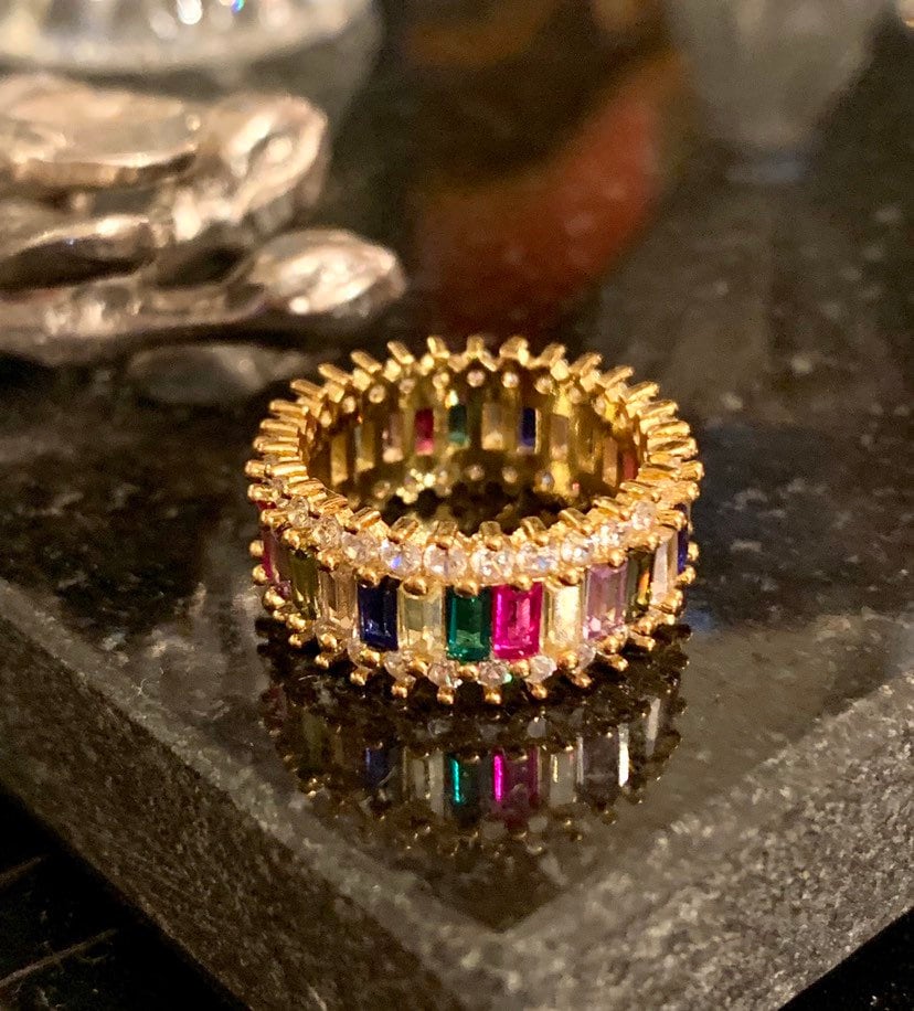 Colorful baguette ring store