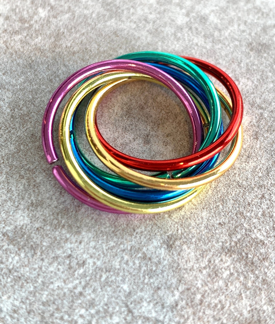 Interlocking Ring Rainbow Ring Fidget Ring Anxiety Ring Multi Link Connected Ring - Etsy