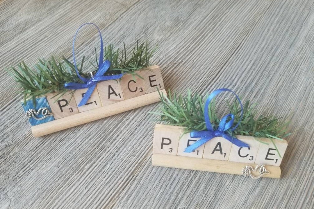 Spread PEACE With a Scrabble Ornament Custom Made to Order With Tray ...
