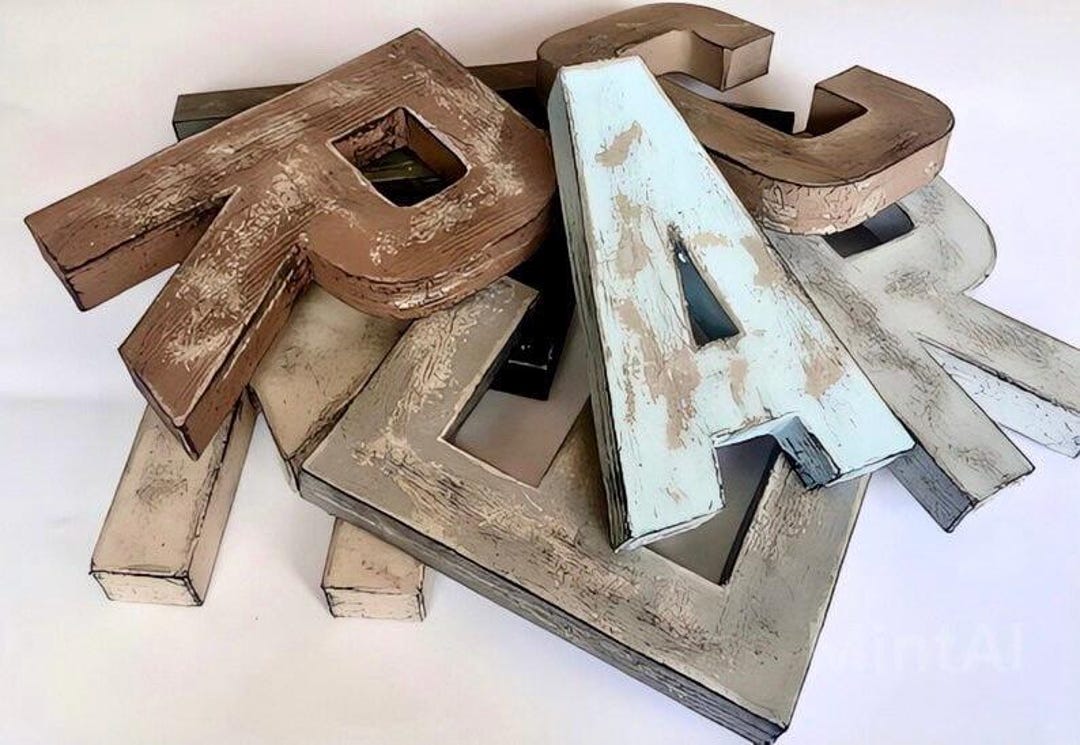 Distressed Paper Mache Letter or Number, Farmhouse Decor, Rustic ...