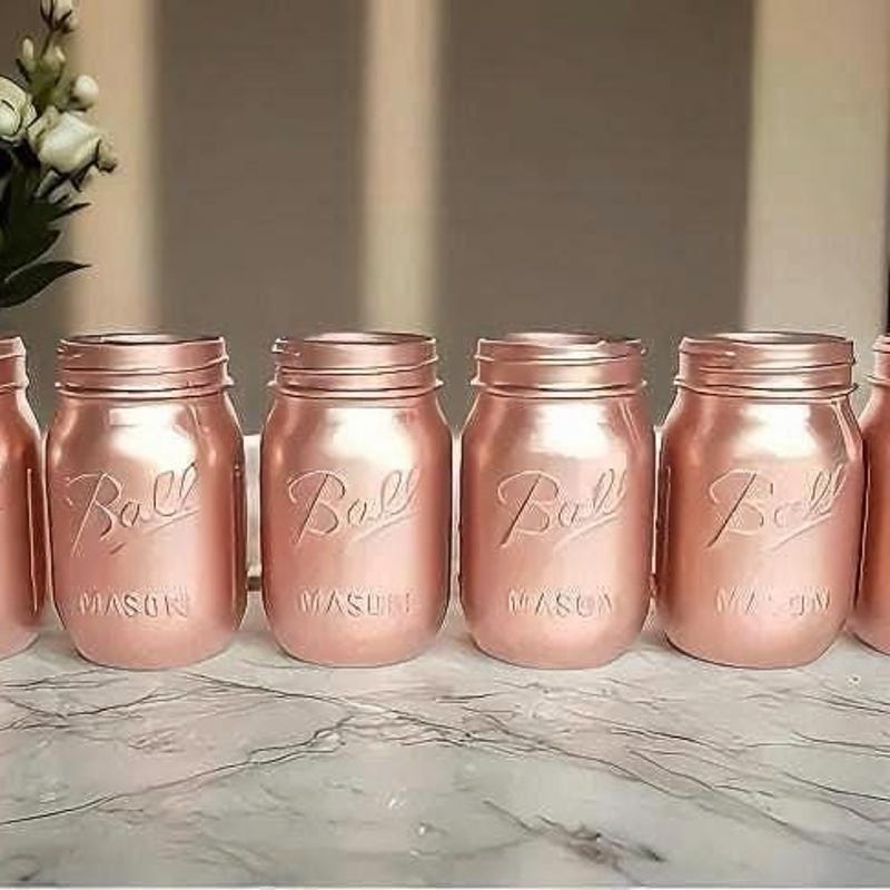 Rose Gold Mason Jars - Etsy