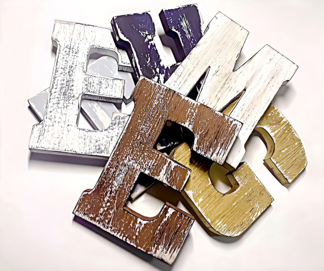 Distressed Wooden Letter: Rustic Farmhouse Wall Decor, Rustic Farmhouse ...