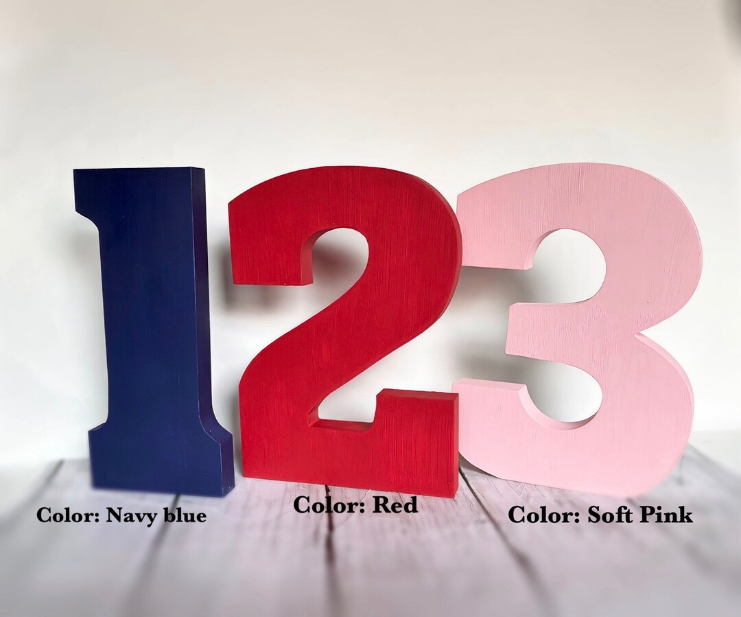 Chunky Wooden Numbers, Standing Numbers , Photo Prop Numbers, Painted ...