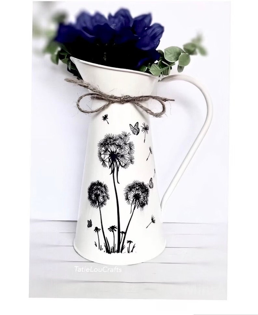 Dandelion Pitcher Vase, Rustic Farmhouse Vase, Rustic Country Vase ...