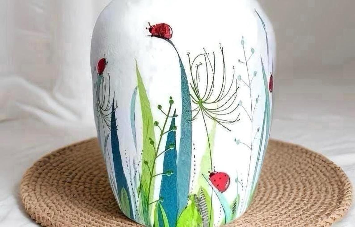 Decoupage Ladybug Glass Vase: Nature Inspired Decor, Bug Lovers. - Etsy