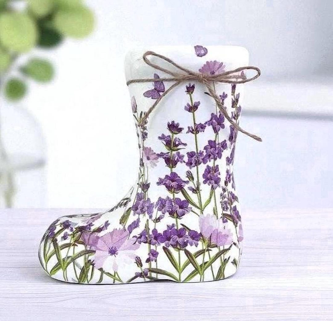 Lavender Flower Rain Boot, Ceramic Rain Boot, Purple Lavender, Rain ...