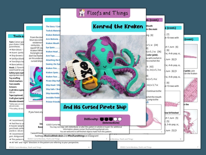 Kraken and Pirate Ship Crochet Pattern by Floofs and Things - Etsy