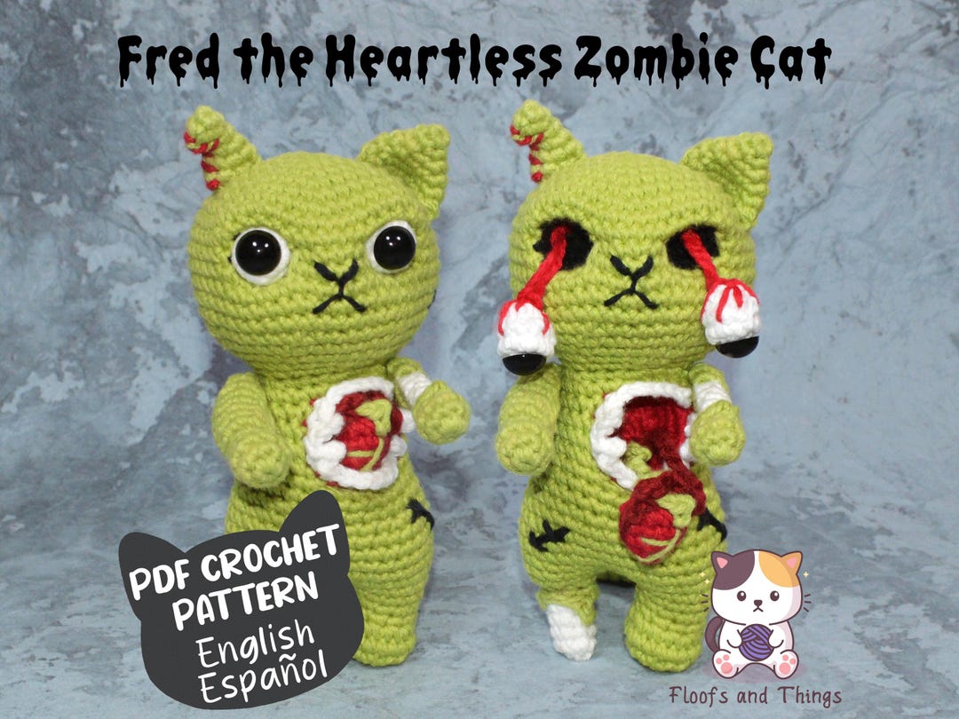 Zombie Cat Interactive Crochet Pattern by Floofs and Things, Halloween ...