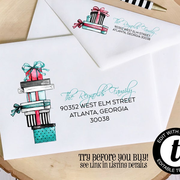 EDITABLE Christmas ADDRESS LABEL Template,2x4 Address Label, Addressing ...