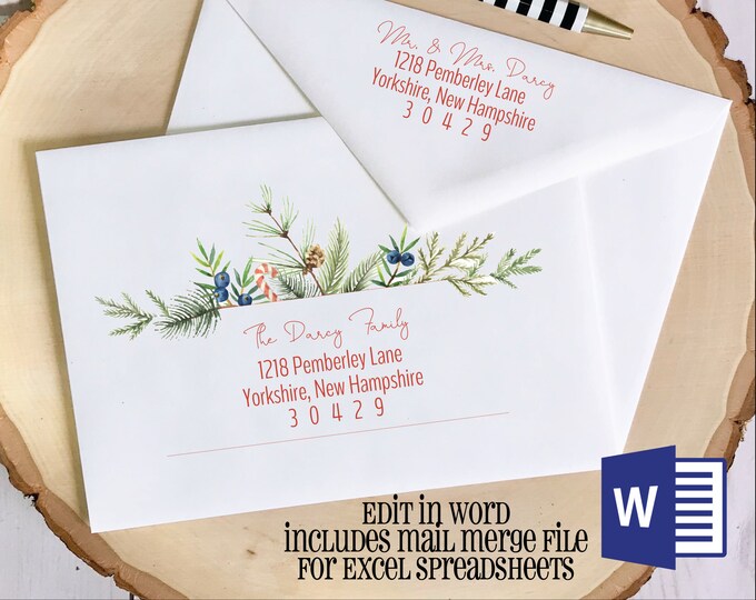 Mail Merge Address Template for Envelopes, Microsoft Word Excel ...