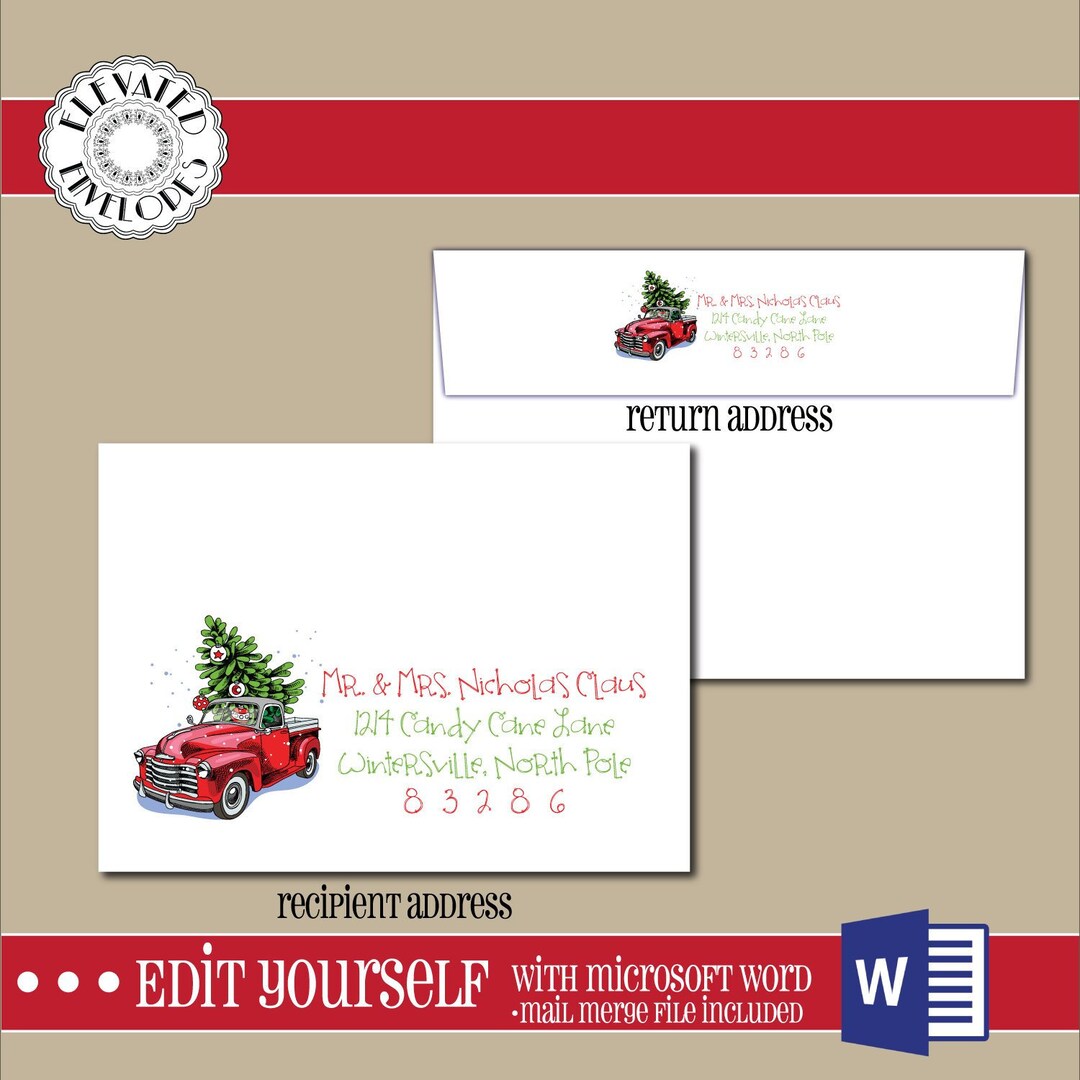 EDITABLE Christmas ENVELOPE Template,christmas Envelope Addressing ...