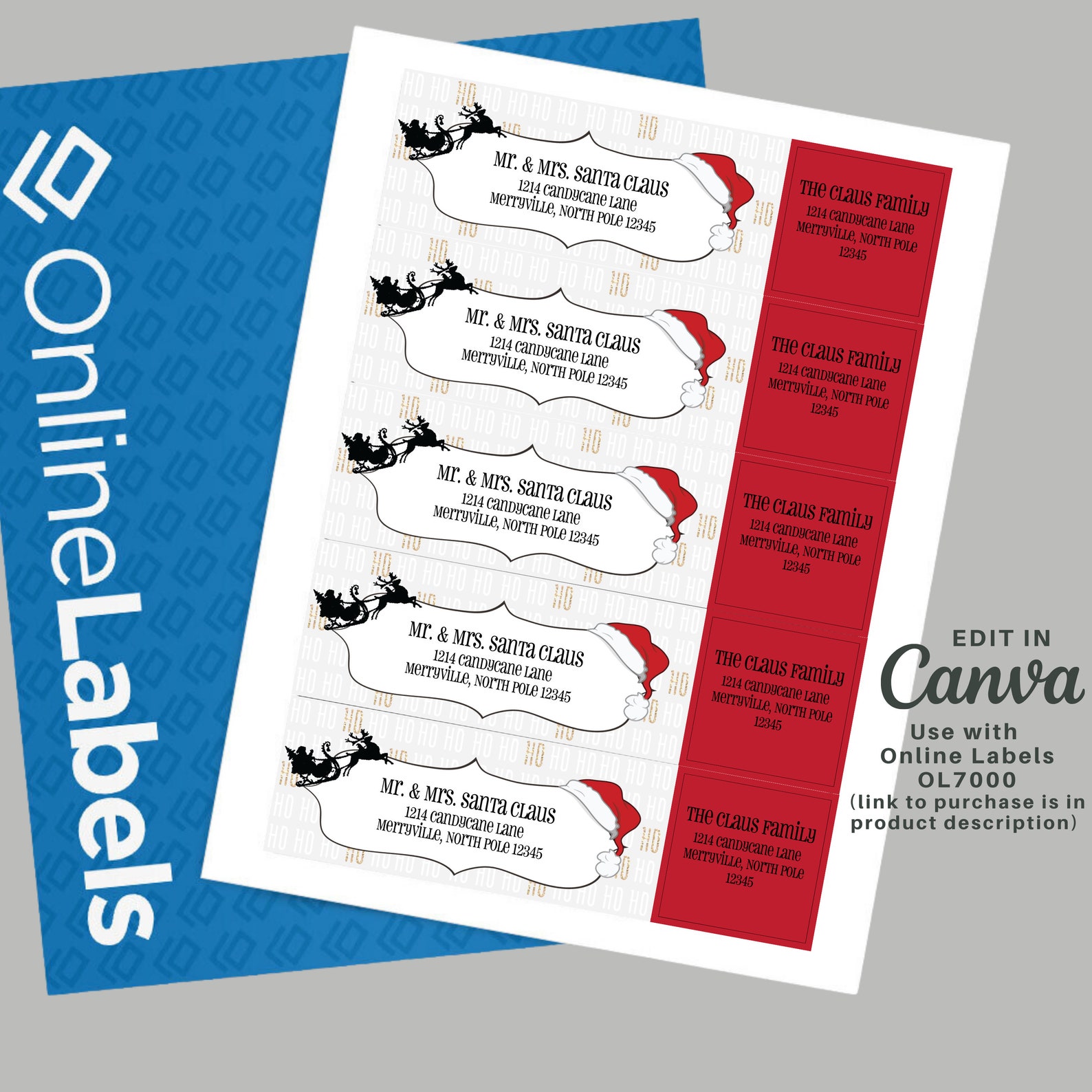 Printable Wrap Around Address Label Template | Editable Canva Template ...