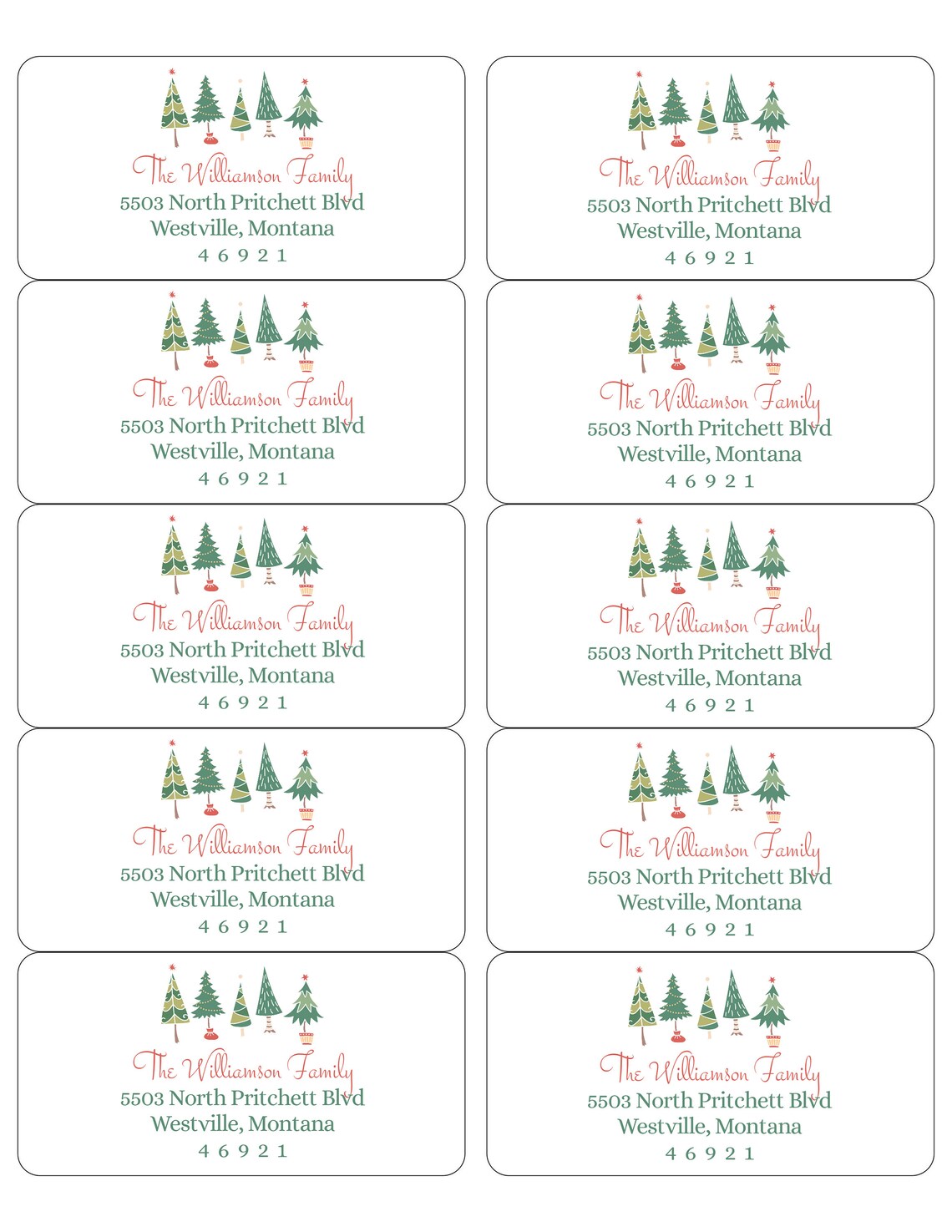 EDITABLE Christmas ADDRESS LABEL Template, Envelope Addressing ...