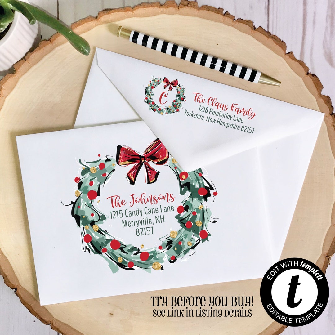 EDITABLE Christmas ENVELOPE Template, Templett, Christmas Envelope ...