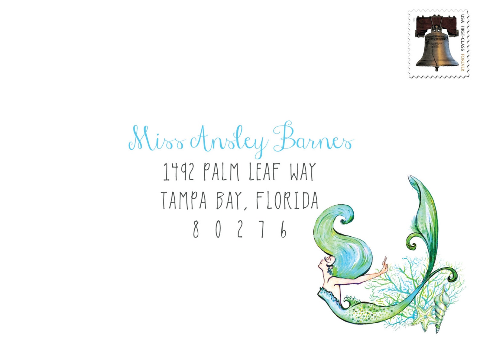 EDITABLE Mermaid ENVELOPE Template,addressing,birthday,mermaid,sea ...