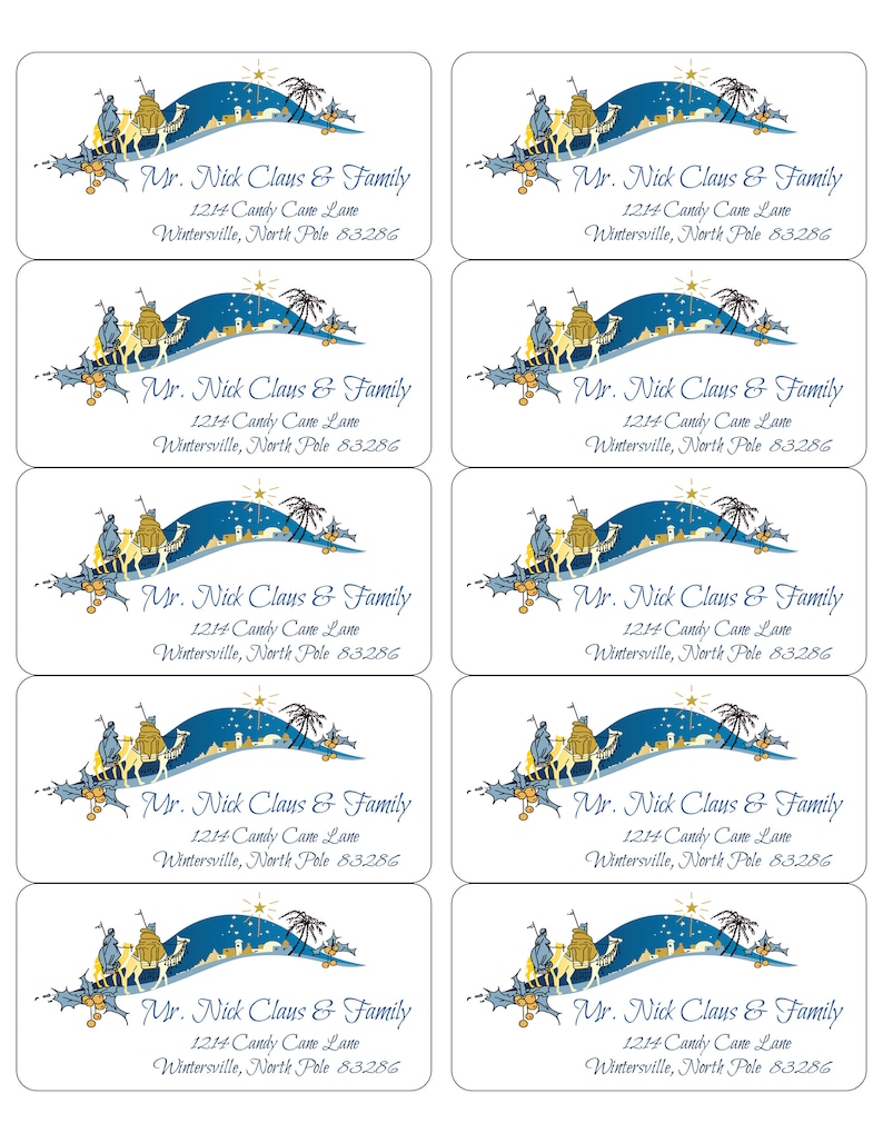 EDITABLE Christmas ADDRESS LABEL Template, Envelope Addressing ...