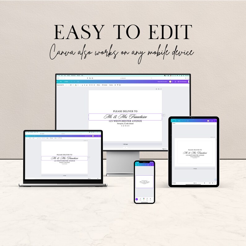 Printable Wrap Around Address Label Template | Editable Canva Template ...