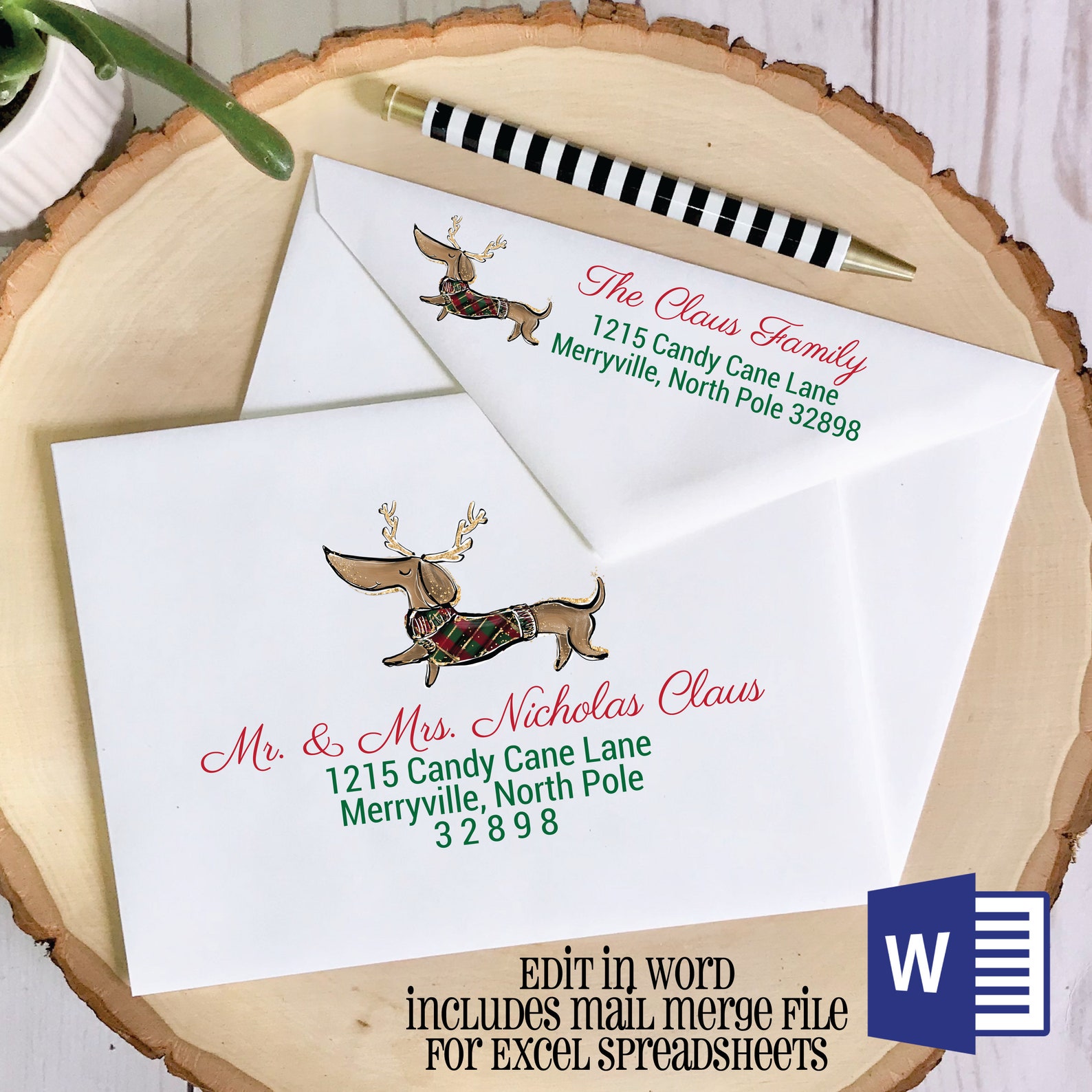 Christmas ENVELOPE TEMPLATE Envelope - Etsy