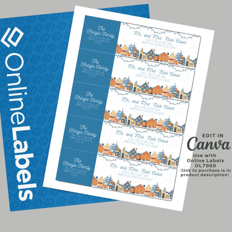 Printable Wrap Around Address Label Template | Editable Canva Template ...