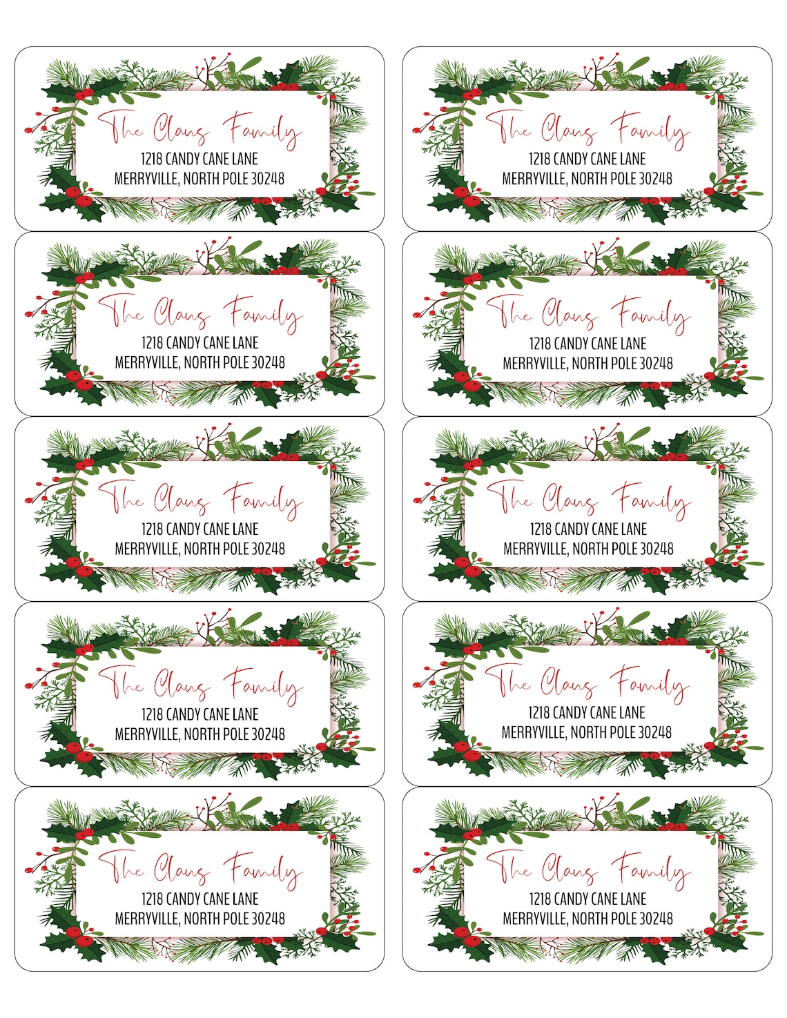 EDITABLE Christmas ADDRESS LABEL Template,2x4 Address Label, Addressing ...